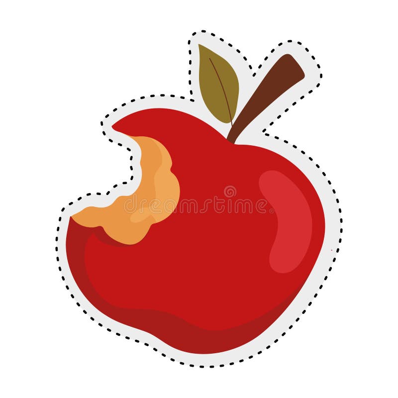 Bitten Apple Autumn Sticker Icon Vector Stock Vector - Illustration of ...