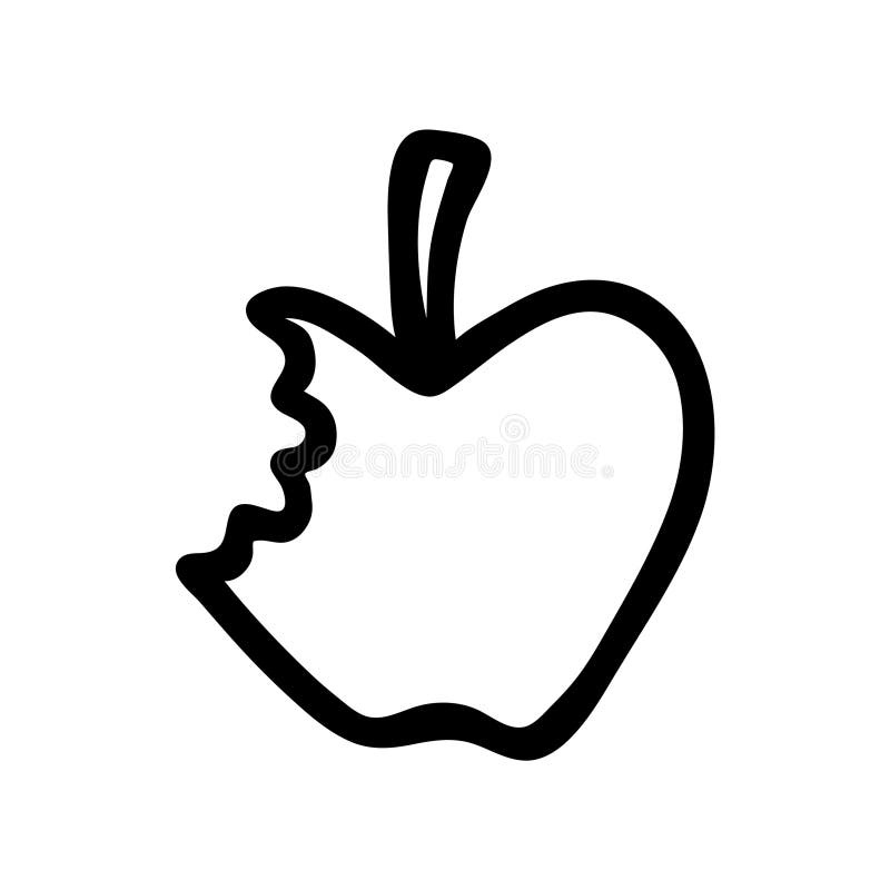 Bitten Apple Drawing Outline