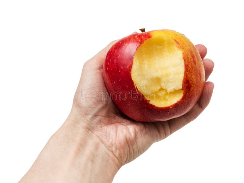 Bitten Red Apple with a Leaf Stock Image - Image of natural, taste ...