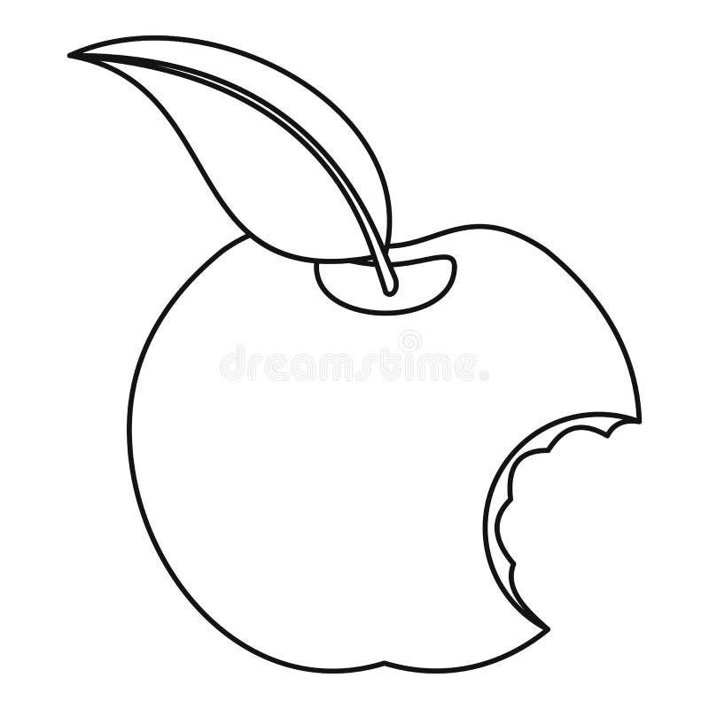 Bitten Apple Icon, Outline Style Stock Vector - Illustration of line ...