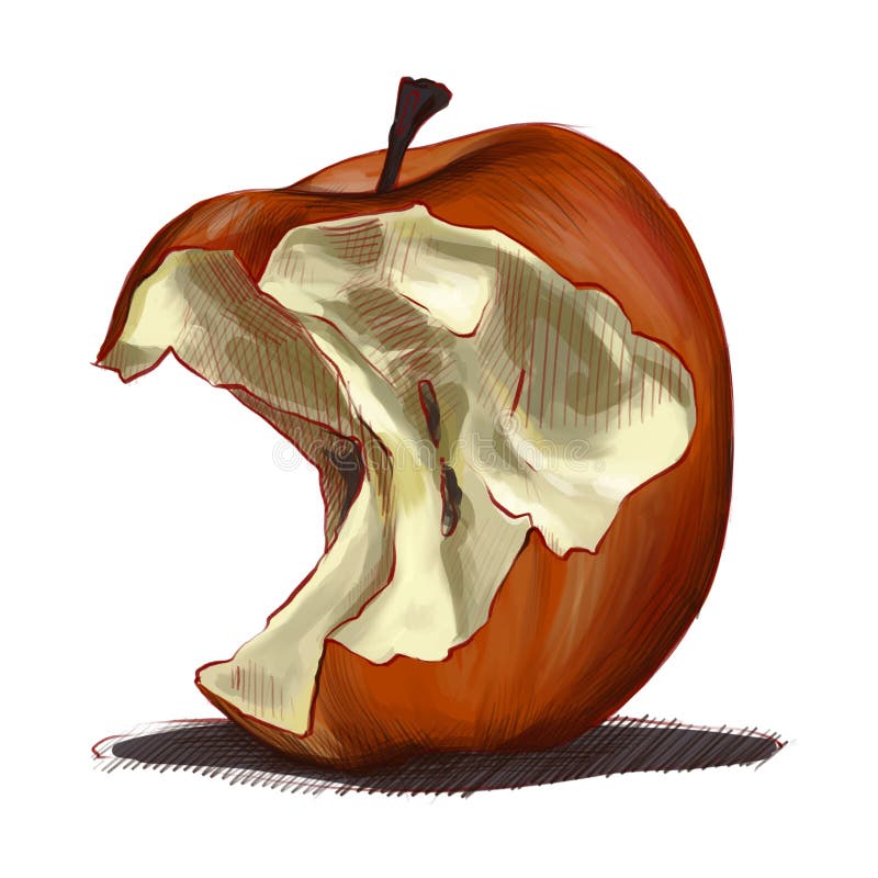 Bitten Apple Isolated on White Background Stock Illustration ...