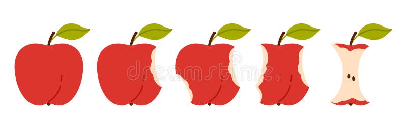Bitten Apple Set, Sequence Game Animation of Eaten Fruit, Stages of ...
