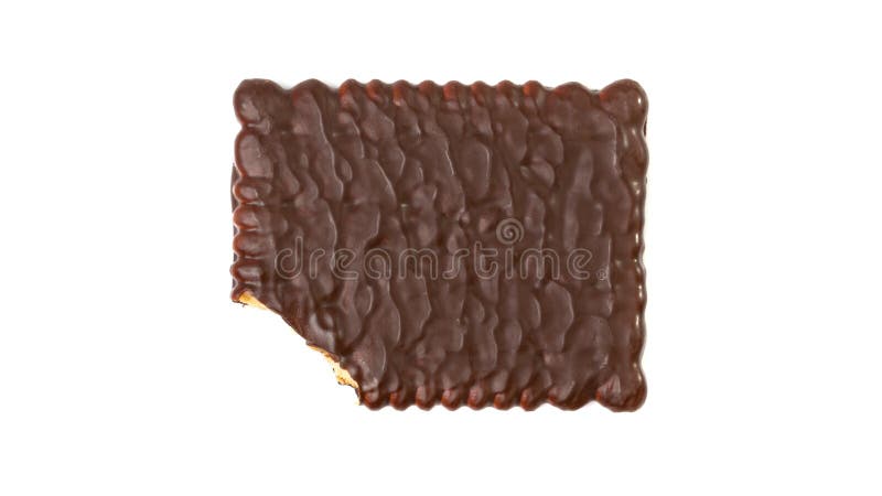 Bitten Biscuit Coated in Dark Chocolate Isolated, Square Cookies ...