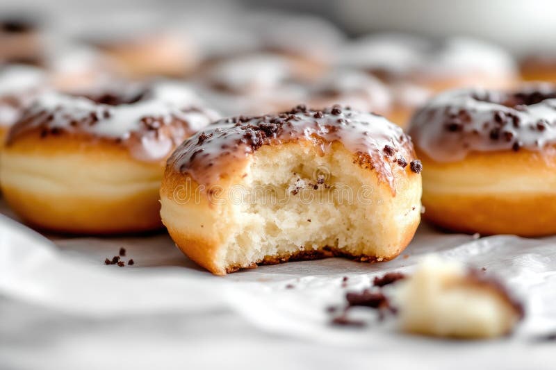 Bitten Donut in Foreground with Glaze. Stock Illustration ...