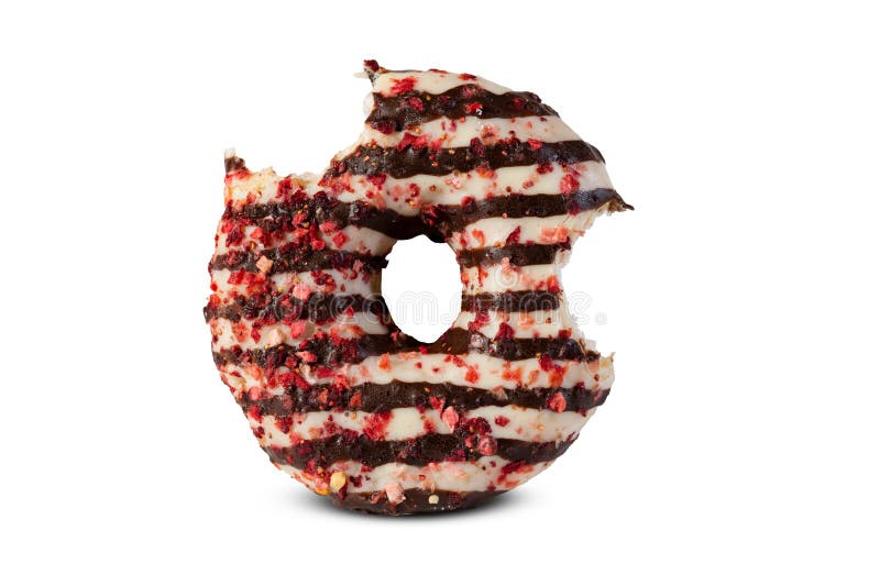 Bitten Donut on White Background Stock Photo - Image of chunk, circle ...