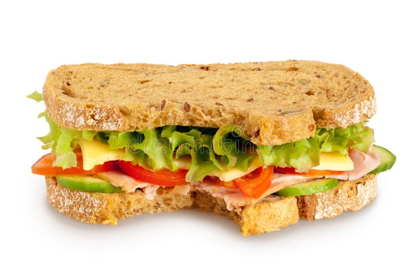 Bitten Fresh Sandwich (Clipping Path Included) Stock Photo - Image of ...