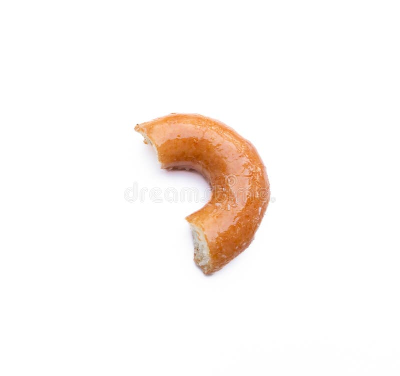 Bitten Glazed Donut Isolated on White Background Stock Photo - Image of ...