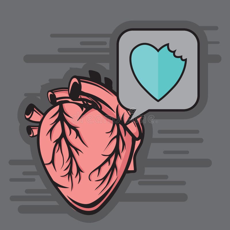 Bitten Heart. Vector Illustration Decorative Design Stock Vector ...