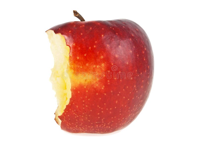 Bitten Red Apple Isolated on White Background Stock Image - Image of ...