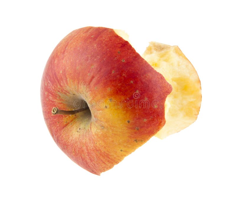 Bitten Red Apple Isolated on White Background Stock Image - Image of ...