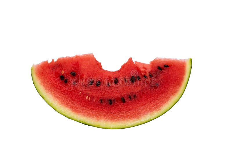 Bitten Red Watermelon Rind Isolated on White Stock Image - Image of ...
