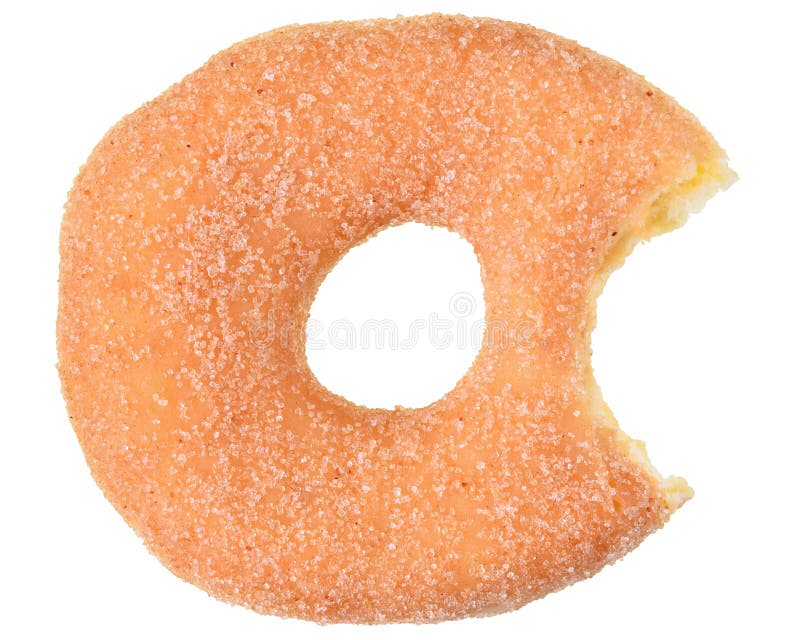 Bitten Sugar Donut Top View Isolated Stock Image - Image of confection ...