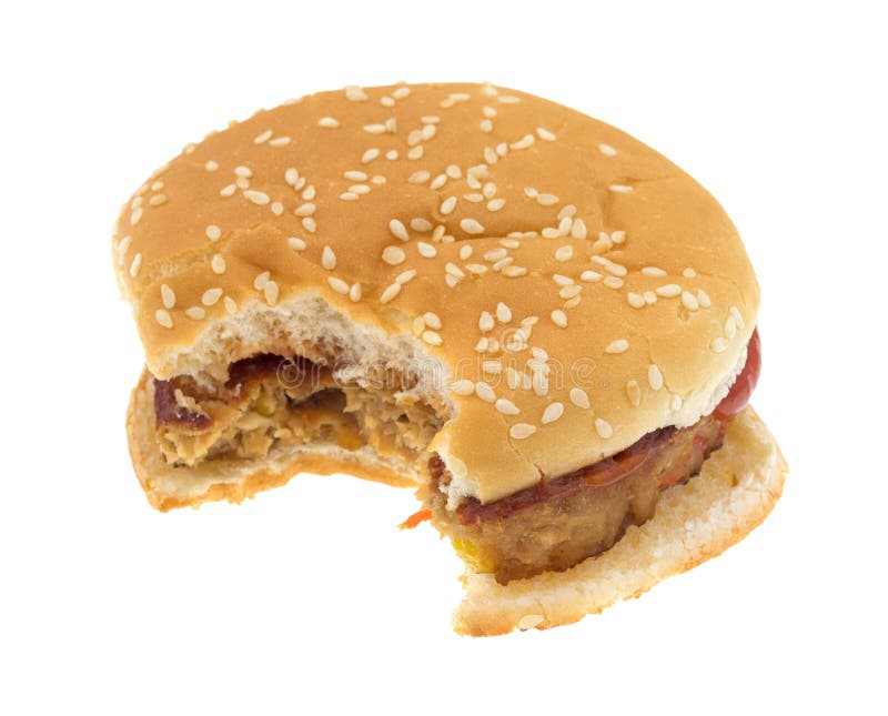 Bitten Veggie Burger on a White Background Stock Photo - Image of ...