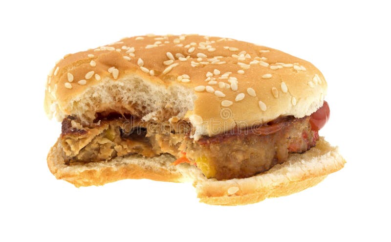 Bitten Veggie Burger on a White Background Stock Photo - Image of ...