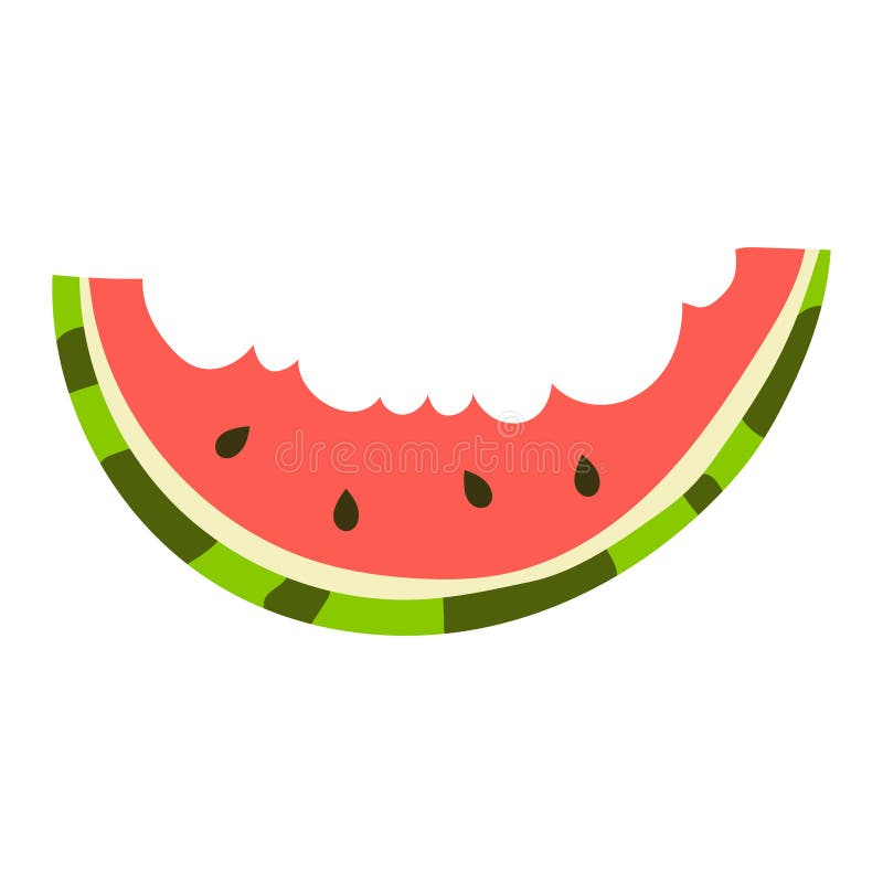 Bitten Watermelon Slice with Seeds. Vector Illustration Stock Vector ...