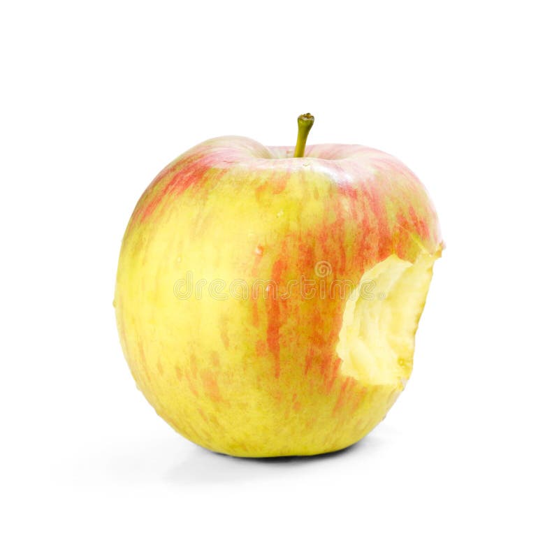 Close Up Bitten Apple Core On A Wooden Board Stock Image - Image of ...