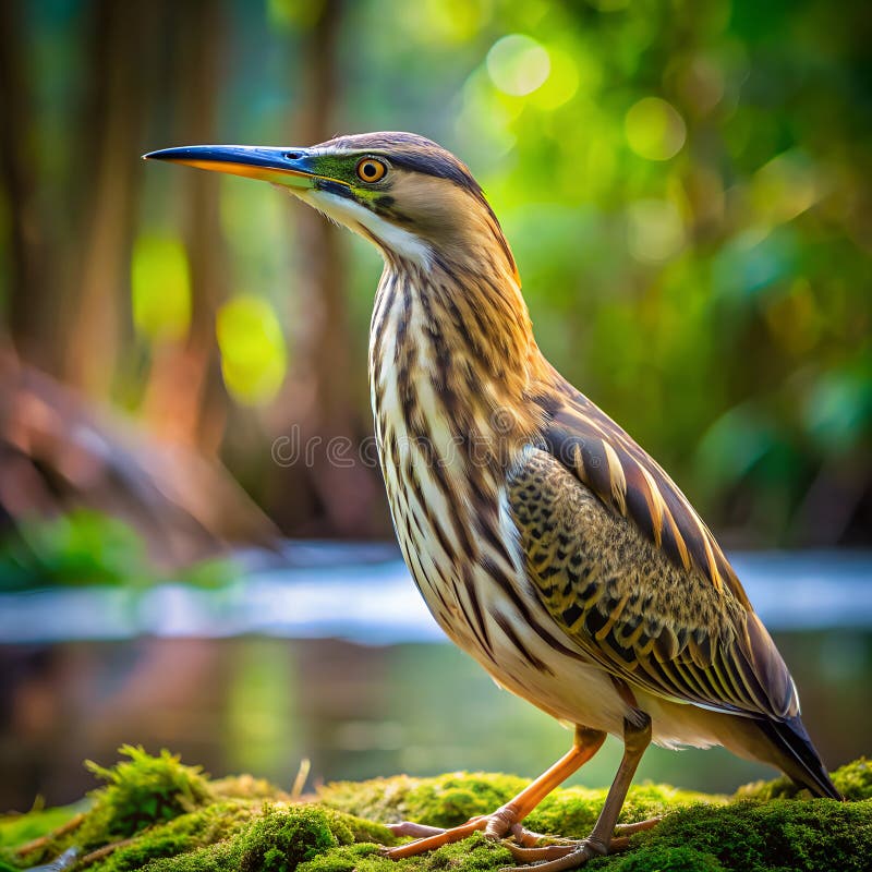 Bittern bird looks forest stock illustration. Illustration of brown ...