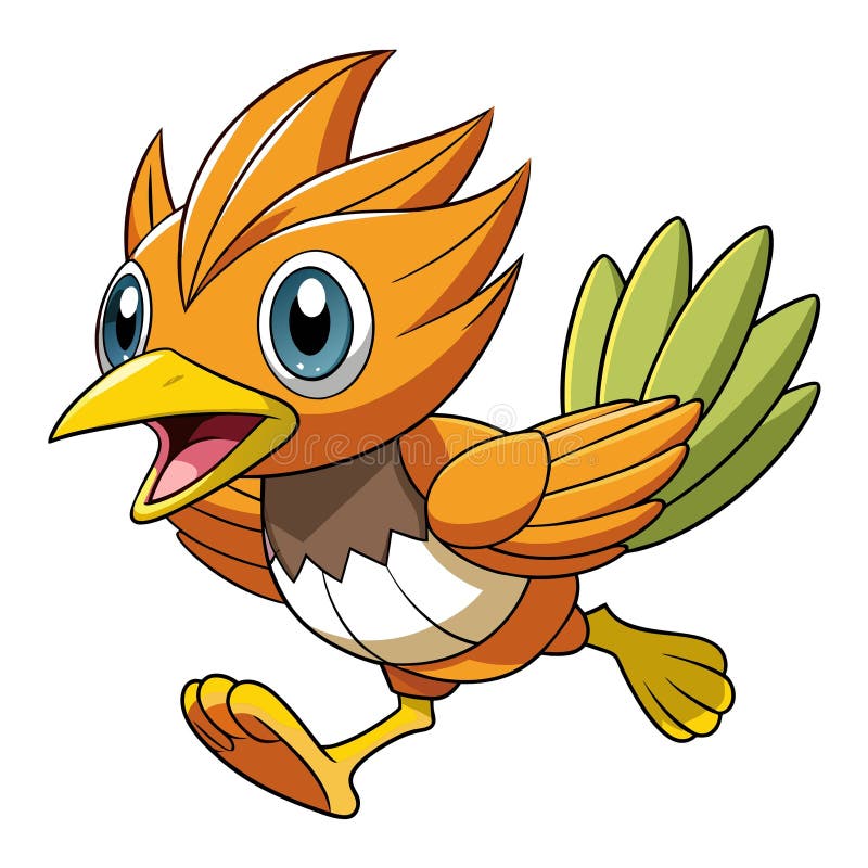 Bittern Bird Runs Vector Kawaii Stock Vector - Illustration of line ...