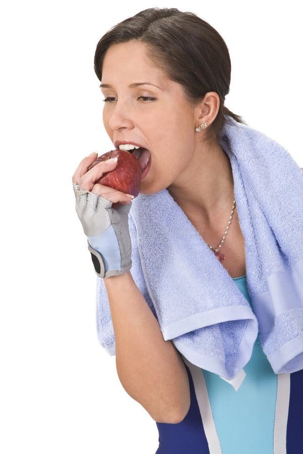 Bitting an apple stock photo. Image of towel, food, lifestyle - 6567262