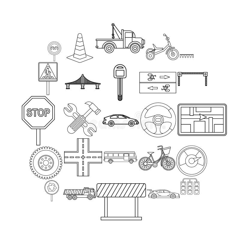 Bitumen Icons Set, Outline Style Stock Vector - Illustration of ...