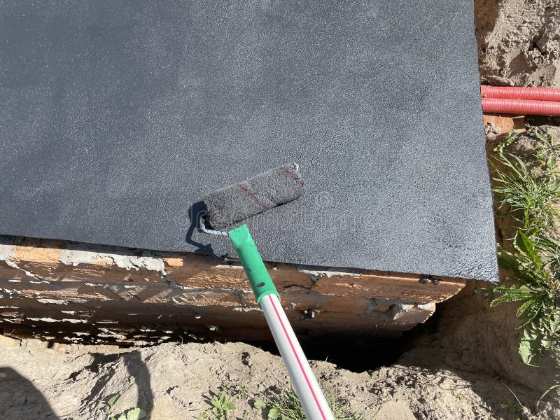 Bitumen Rubber Waterproofing Mastic Applied To Surface Stock Photo ...