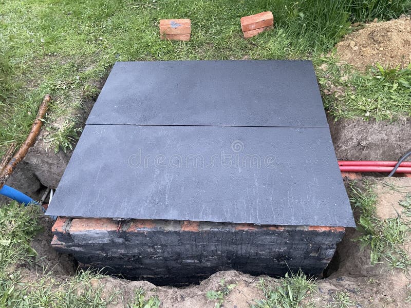 Bitumen Rubber Waterproofing Mastic Applied To Surface Stock Photo ...