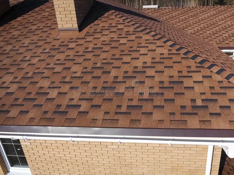 Bituminous Tile for a Roof. House with a Roof from a Bituminous Stock ...