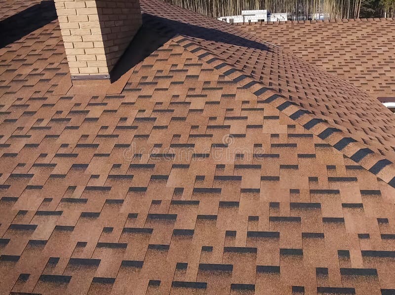 Bituminous Tile for a Roof. House with a Roof from a Bituminous Stock ...