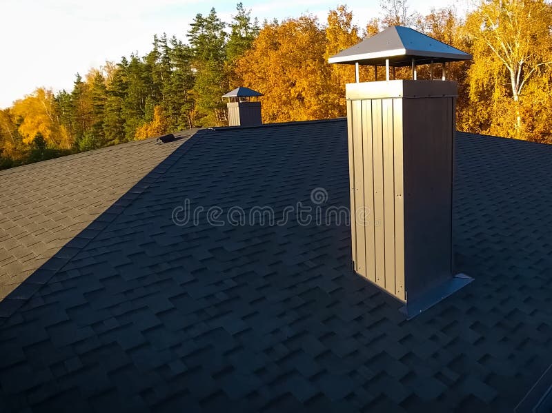 Bituminous Tile for a Roof. House with a Roof from a Bituminous Stock ...