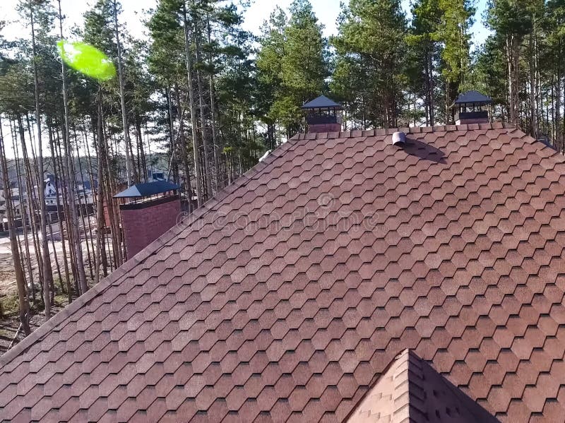 Bituminous Tile for a Roof. House with a Roof from a Bituminous Stock ...