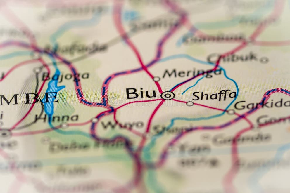 Biu, Nigeria Highlighted on a World Map Stock Image - Image of atlas ...