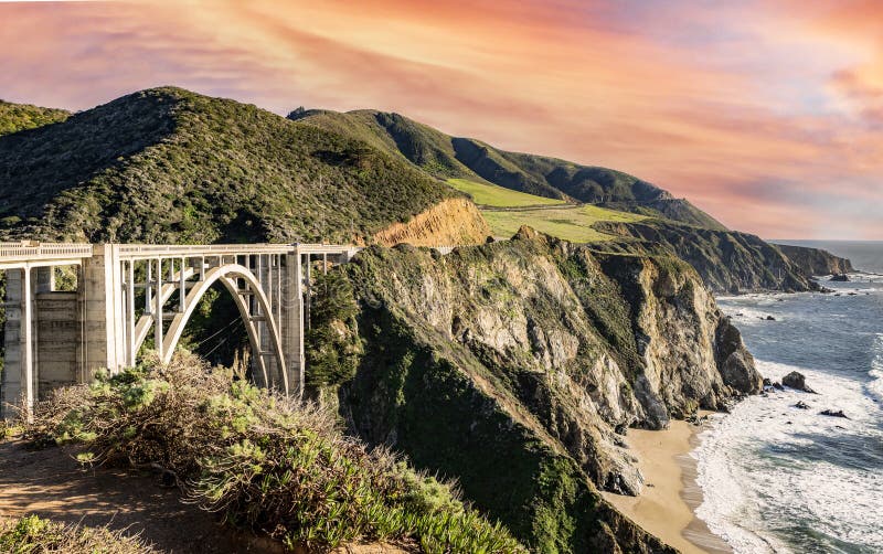 Bixby Bridge at Sunset, One of the Most Iconic Bridges in California ...