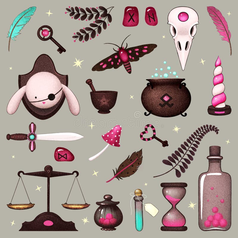 Magic set stock illustration. Illustration of divination - 252725921