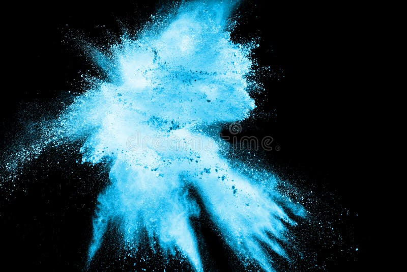 Bizarre Forms of Blue Powder Explode Cloud on Background Stock Photo ...