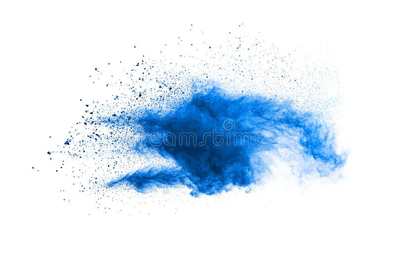 Bizarre Forms of Blue Powder Explosion Cloud on White Background ...