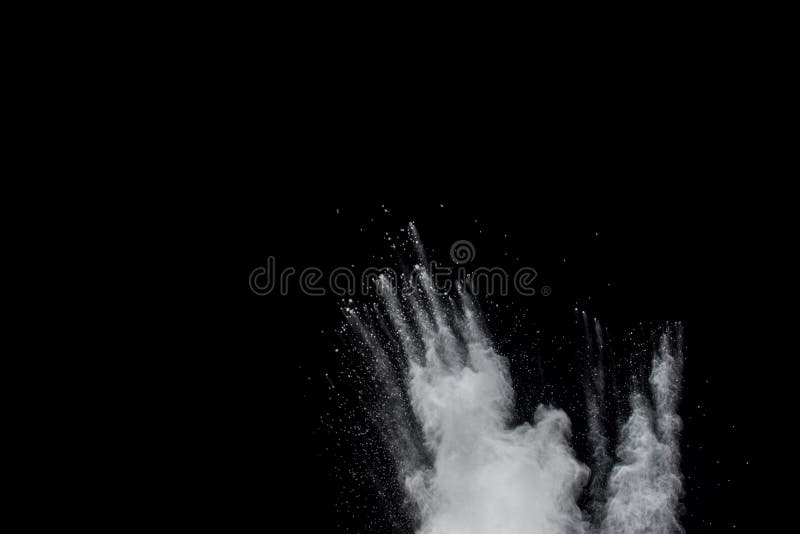 Bizarre Forms of White Powder Explosion Cloud Against Black Background ...