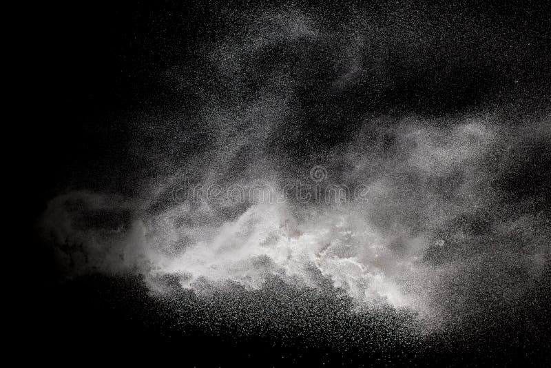 Bizarre Forms of White Powder Explosion Cloud Against Black Background ...
