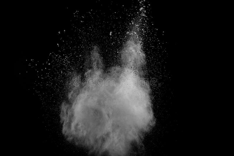 Bizarre Forms of White Powder Explosion Cloud Against Black Background ...