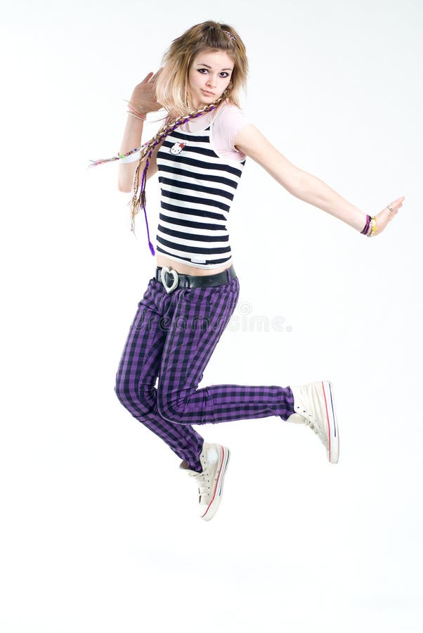 Jumping emo girl stock image. Image of hair, gothic, blond - 6809621
