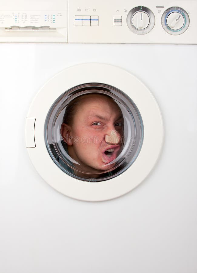 Funny Portrait of Man Inside Washing Machine Stock Photo - Image of ...