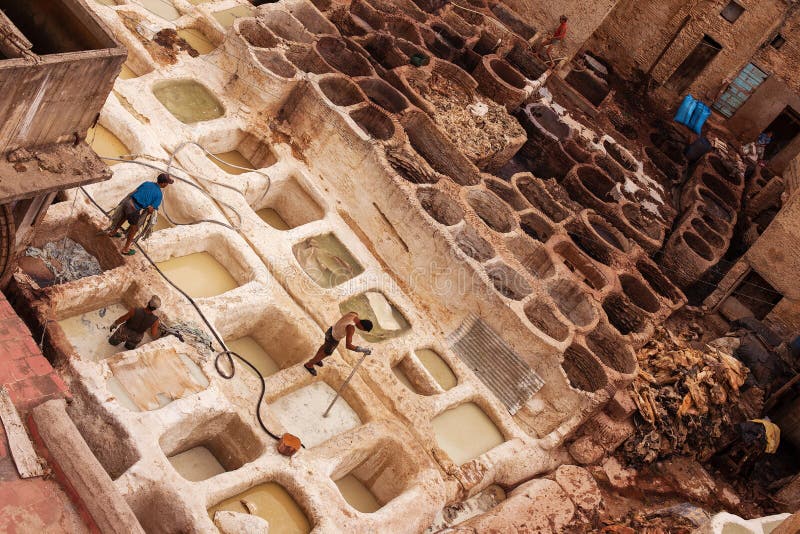Bizarre Medieval Tannery in Fez, Morocco. Editorial Stock Photo - Image ...
