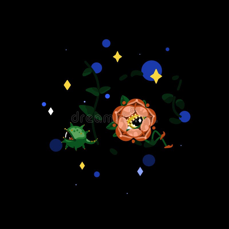 Bizarre Rose Flower Pixie and Ball with Prickles. Humanoid Cute ...