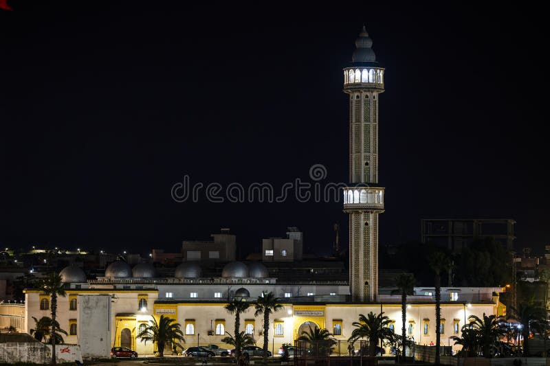 Bizerte, Tunisia - November 04, 2024: Night View on the Al Mokhtar ...