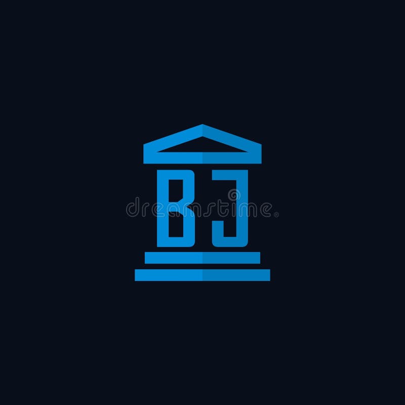 BJ Initial Logo Monogram with Simple Courthouse Building Icon Design ...
