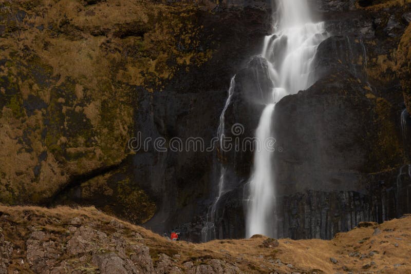 Bjarnarfoss, 80 Meters High Waterfall Stock Image - Image of mountains ...