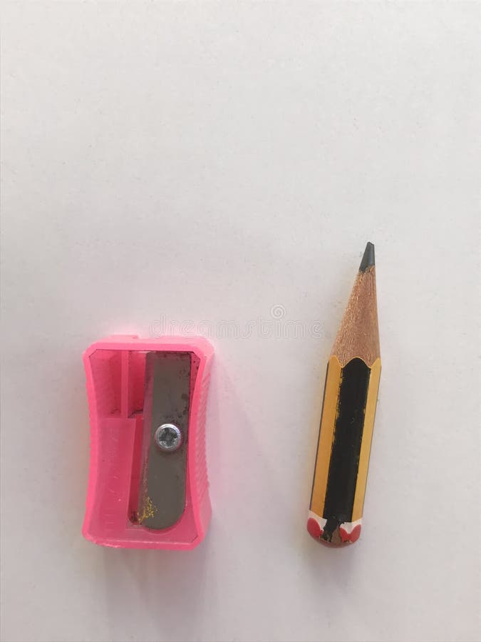 Sharpener and Tiny Pencil. Close View. Stock Photo - Image of crisis ...