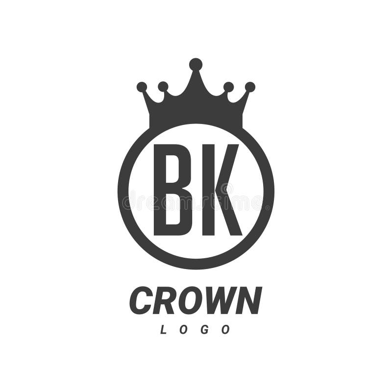 BK B K Letter Logo Design with Circular Crown Stock Vector ...