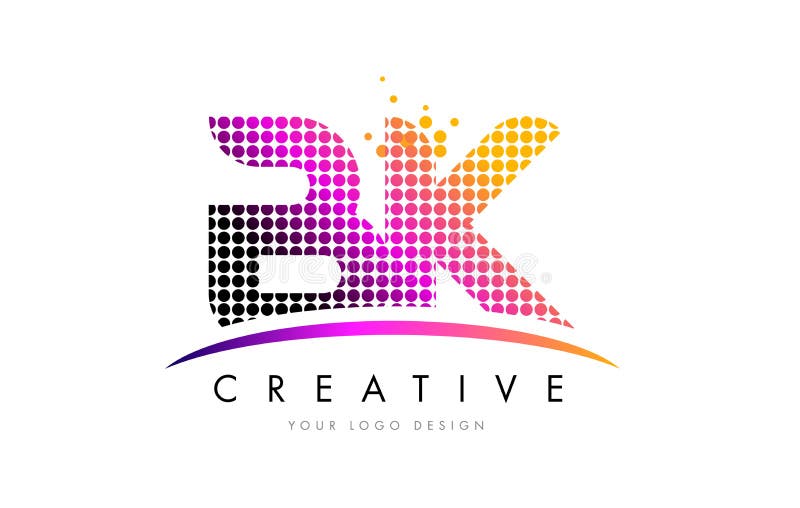 BK B K Letter Logo Design with Magenta Dots and Swoosh Stock Vector ...