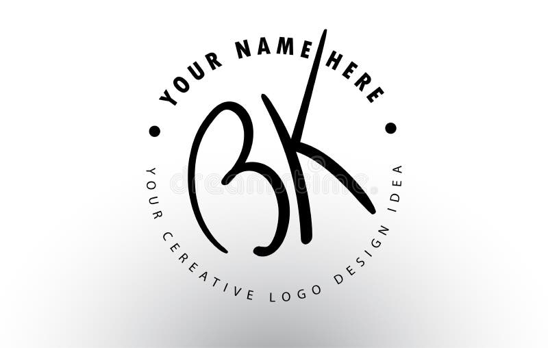BK Handwritten Letters Logo Design with Circular Letter Pattern ...