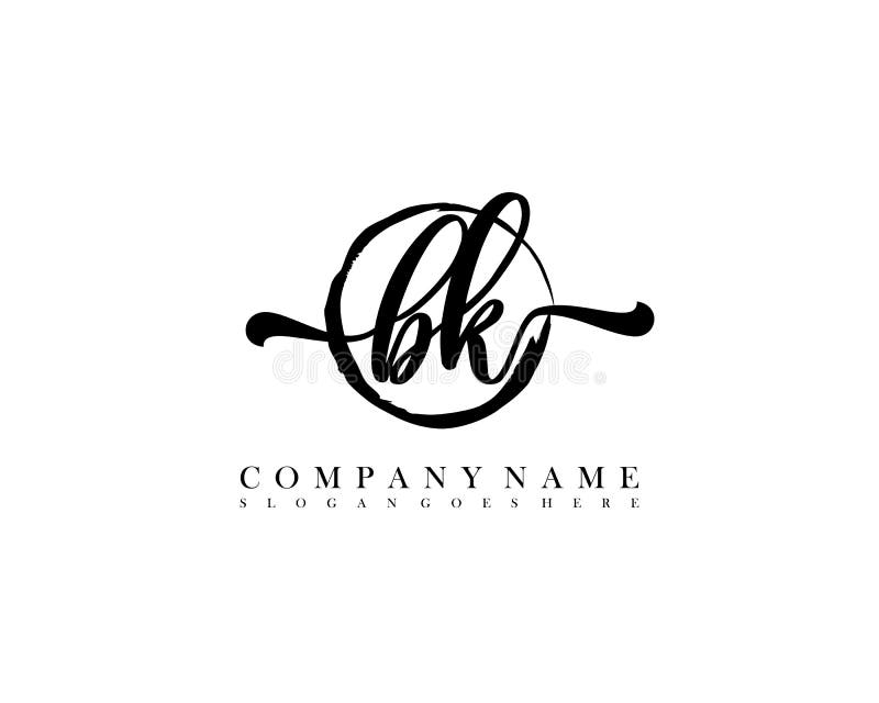 BK Initial Handwriting Logo Circle Hand Drawn Template Vector Stock ...